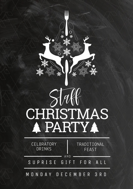 Staff Christmas Party Poster On Chalkboard Background Easil
